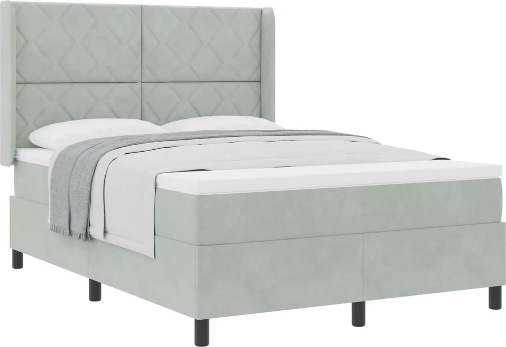 Postel s boxspringem s čelo Světle šedá 140 x 200 cm samet 3342062