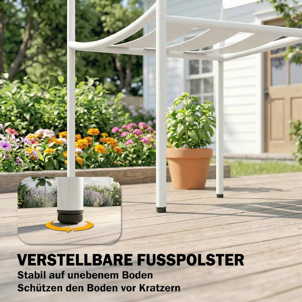 Outsunny Bistro set 3dílná sada kovového zahradního nábytku se 2 zahradními židlemi, skleněný stůl, lamelový design, odolný proti korozi