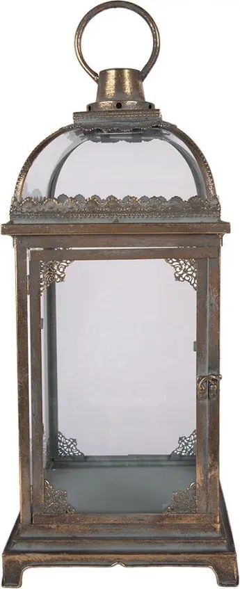 Bronzová antik kovová lucerna s krajkou Billia - 20*20*48 cm