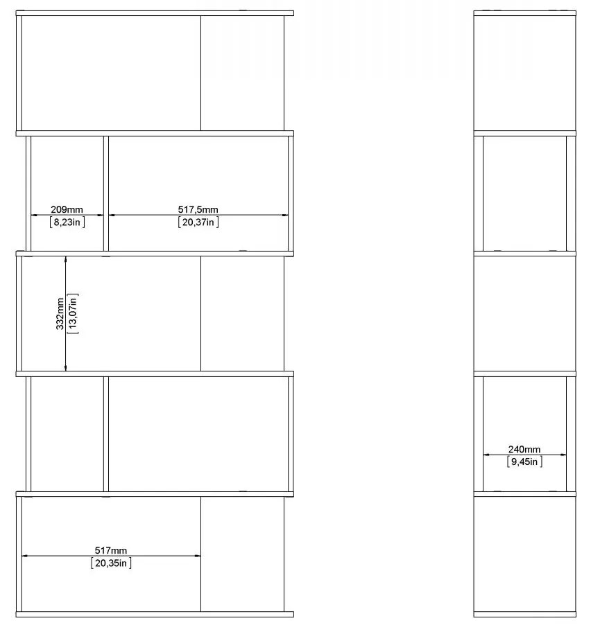 Tvilum Regál Penta 735 beton/bílá