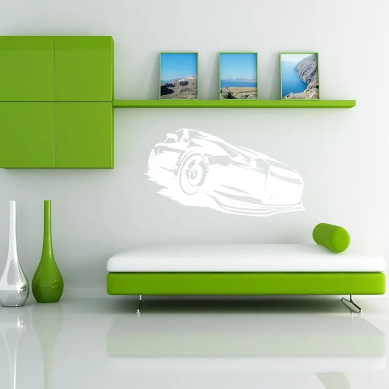 Živá Zeď Samolepka na zeď Abstraktní auto Barva: bílá, Velikost: 80 x 44 cm