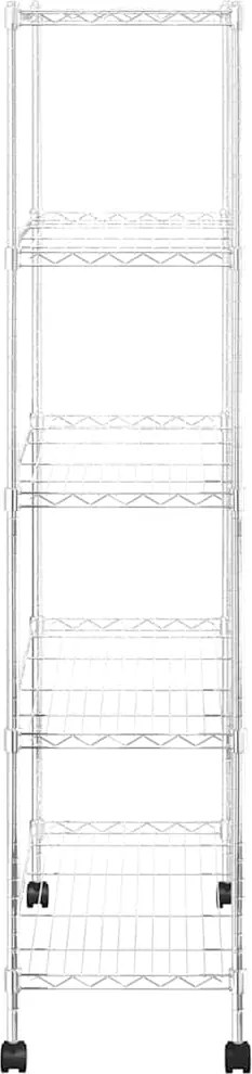 Úložný regál 5 polic 75x35x155 cm s kolečky chromovaný 250 kg 324629