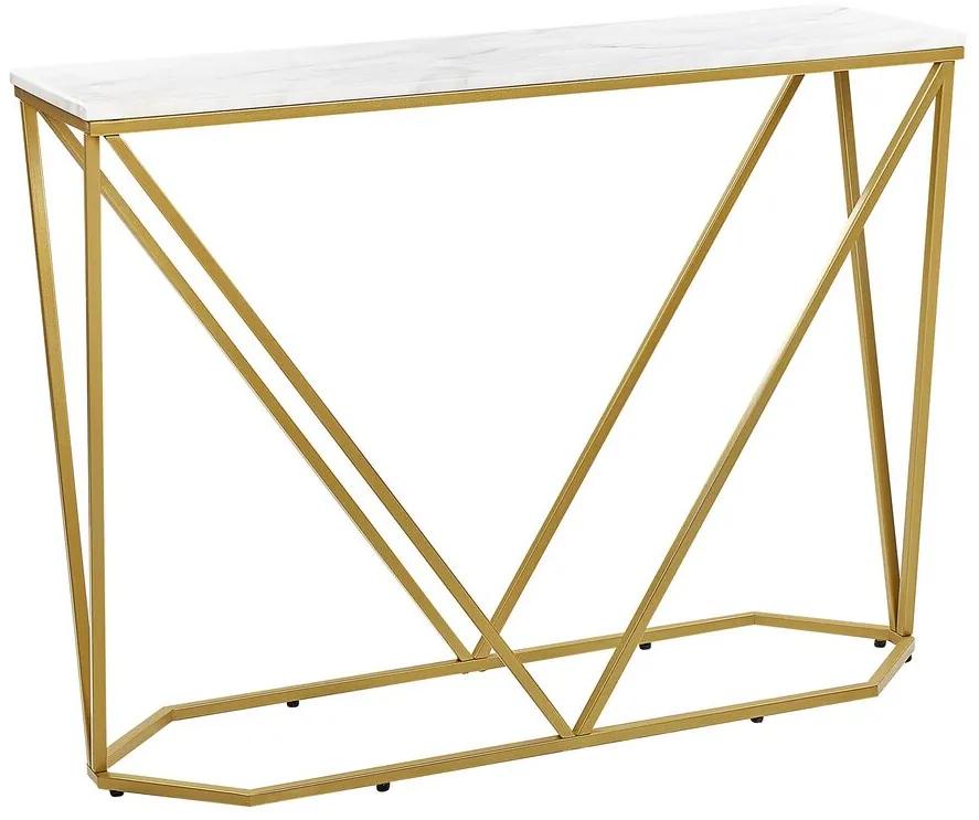 Konzolový stolek s mramorovým efektem bílý/zlatý HAZEN Beliani