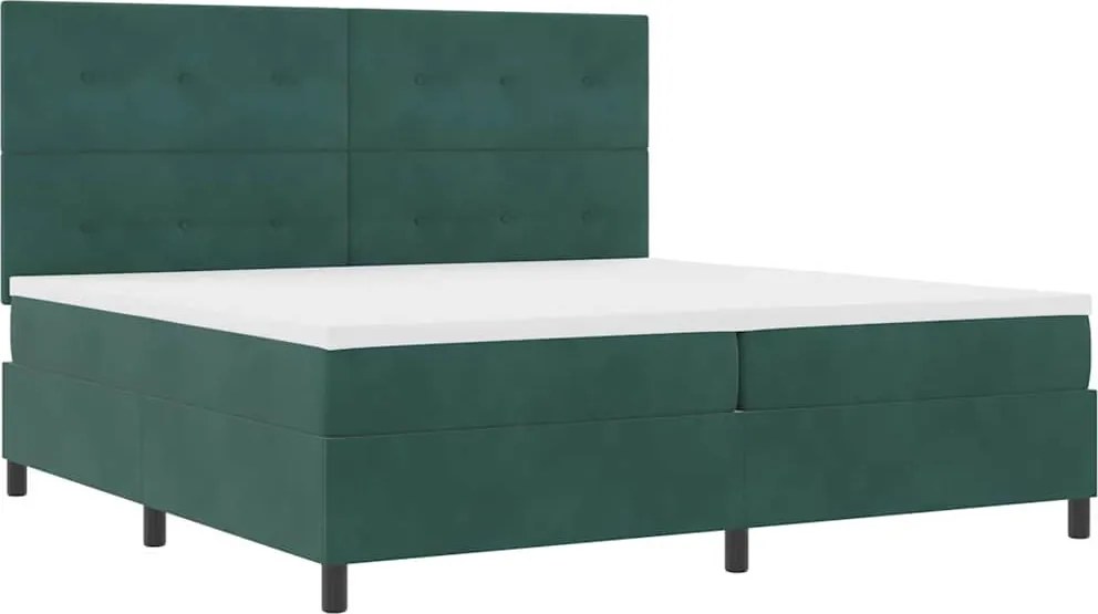 Postel s boxspringem s čelo Tmavě zelená 200 x 200 cm samet 3339857