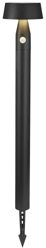 Černý zahradní solární LED sloupek Nama s pohybovým čidlem zapichovací 1W 90cm  - Nordlux