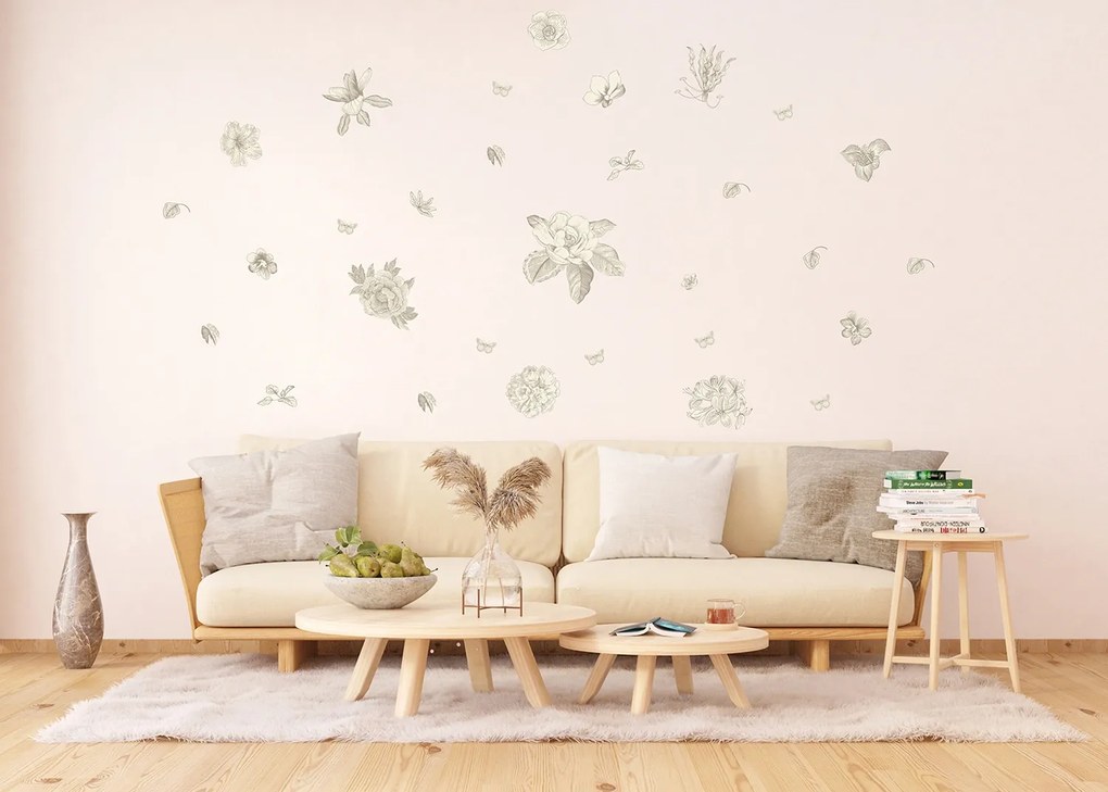 Samolepka na zeď Vybledlé Květy | 42.5 x 65 cm | DSM3453