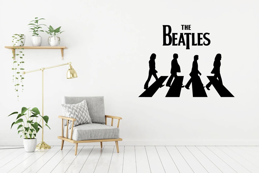 Lepy.cz Samolepka na zeď The Beatles Abbye Road s nápisem Velikost (šířka x výška): 40x30cm, Barevná varianta: Bílá