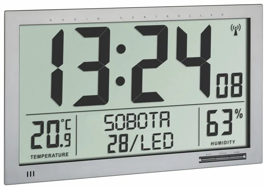 Nástěnné dcf hodiny tfa 60.4517.54 s teploměrem a vlhkoměrem - velikost xl