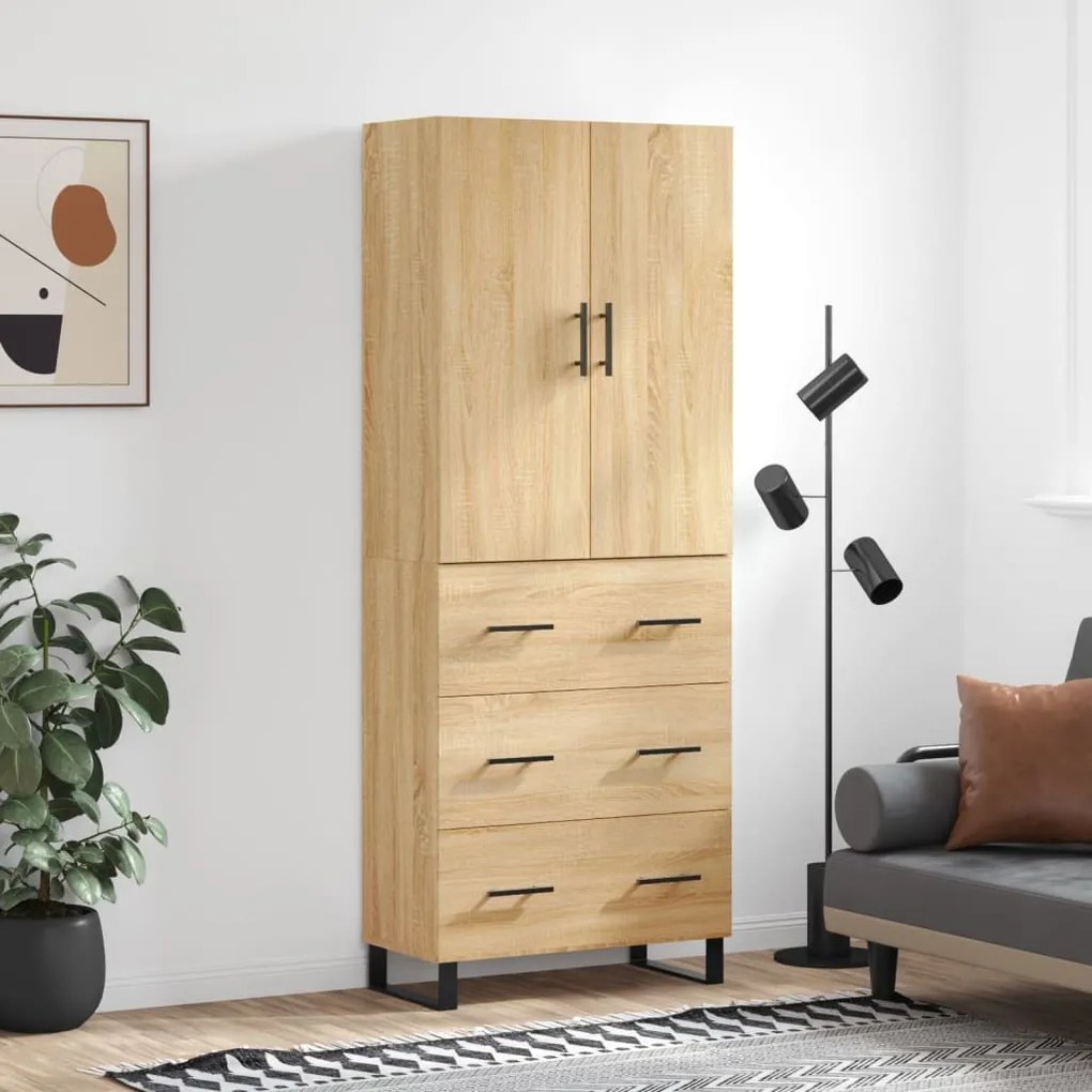 vidaXL Skříň highboard 69,5 x 34 x 180 cm kompozitní dřevo [3195867] Barva: kouřový dub