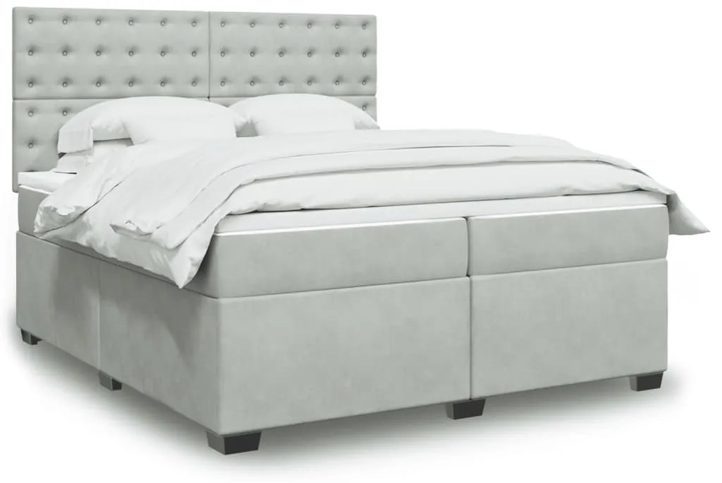 Box spring postel s matrací světle šedá 200x200 cm samet 3293314