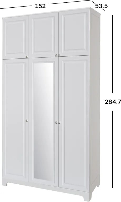 Skříň č. 3 / MDF V.1 + Zrcadlo V.1 + Vysoká nástavba Madrid