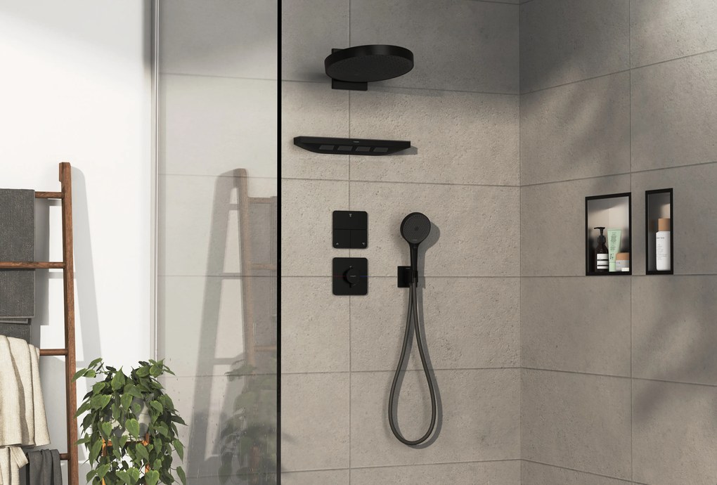 Hansgrohe ShowerSelect Comfort Q, ventil pod omítku pro 3 spotřebiče, černá matná, HAN-15587670