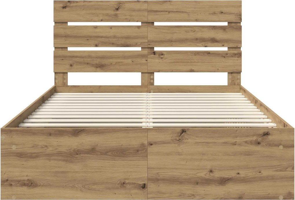 Rám postele Umělecký dub 150 x 200 cm Masivní borové dřevo 3411735