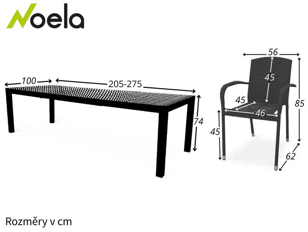 Noela Zahradní jídelní set Grande Pasto + 10x ratanová židle Roma