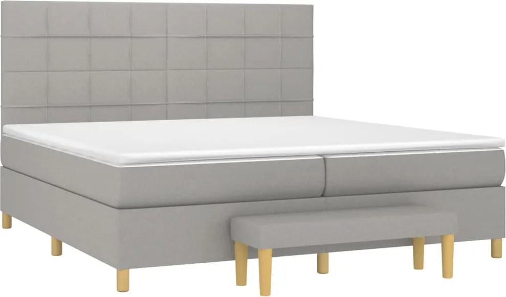 Box spring postel s matrací světle šedá 200 x 200 cm textil 3137181