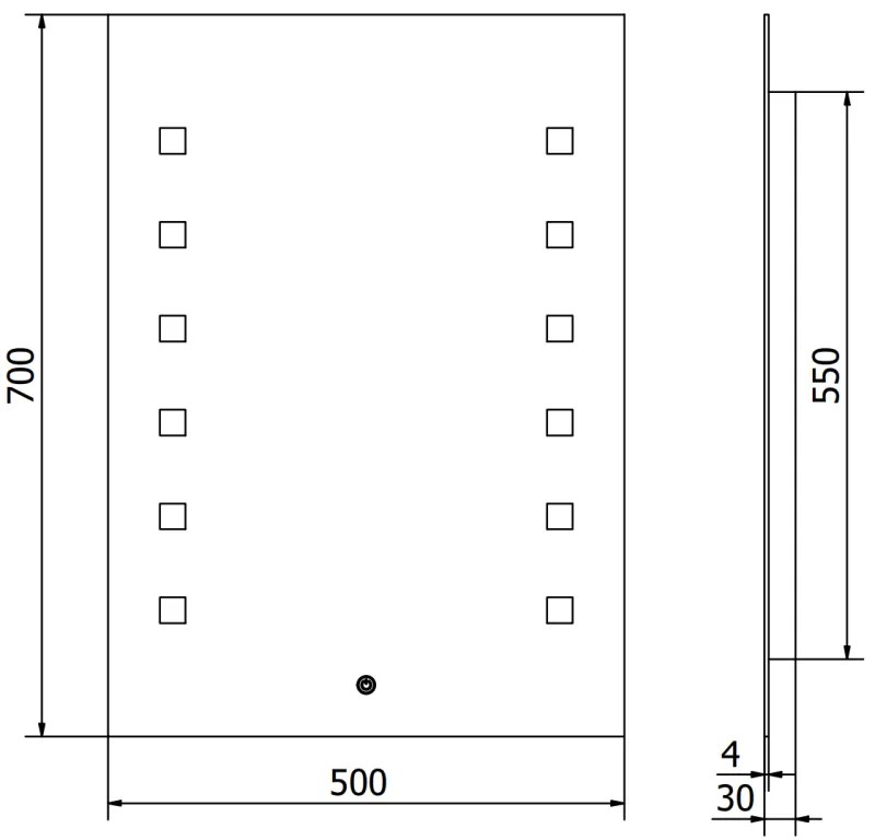 Mexen Ner, LED koupelnové zrcadlo s podsvícením 50x70 cm, 6000K, ochrana proti zamlžování, 9809-050-070-611-00