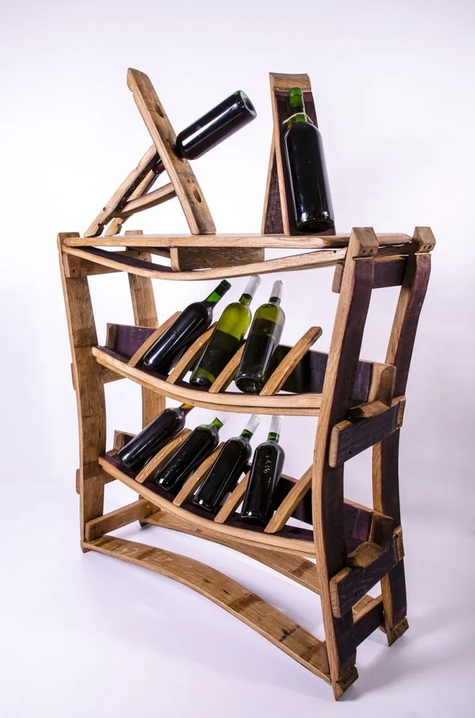 Nábytek ze sudu Prezenční regál na víno s odkládací plochou