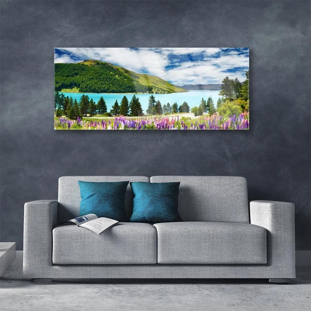 akrylový obraz Hora Les Jezero Krajina 125x50 cm