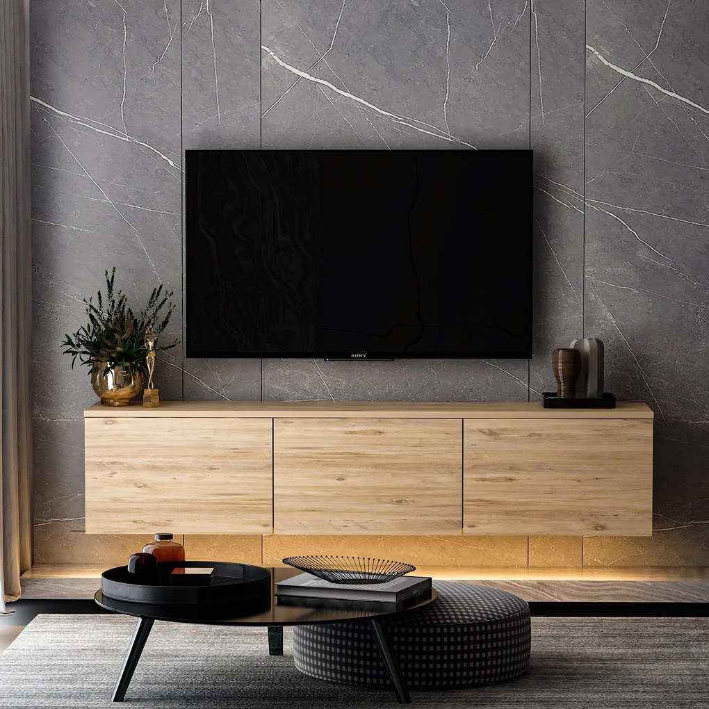 Kalune design Dřevěný TV stolek NEON 160x32 cm 382NRC1128