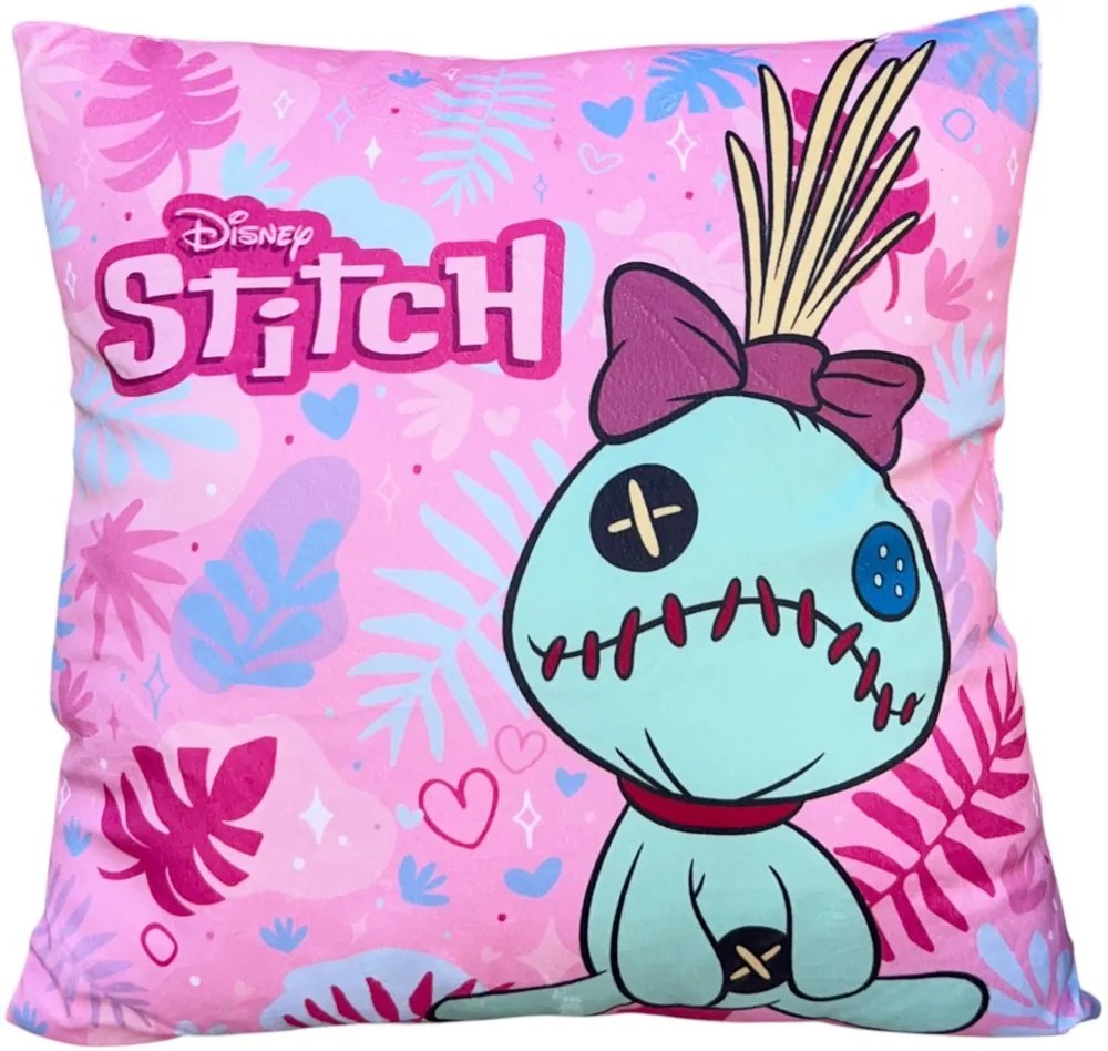 Oboustranný polštář Lilo &amp; Stitch - motiv Stitch a Scrump - 38 x 38 cm