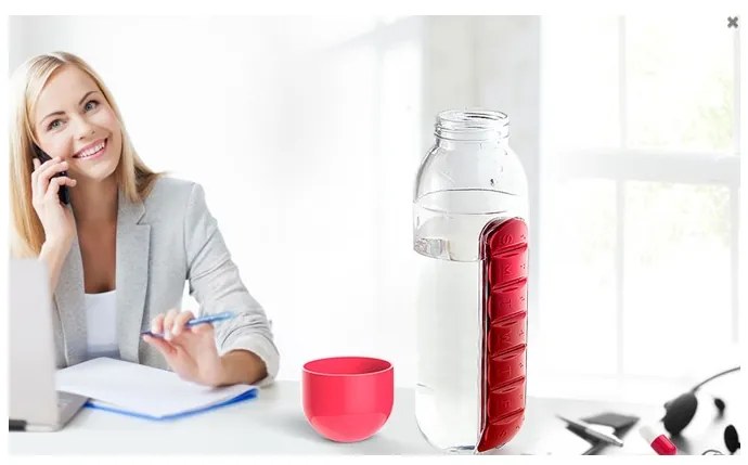 ASOBU multifunkční týdenní dávkovací láhev Pill Organizer žlutá 600ml