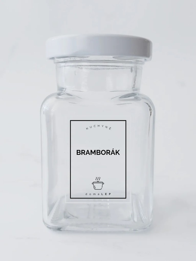 Samolepka na kořenky BRAMBORÁK průhledná 3 × 4 cm tučné písmo