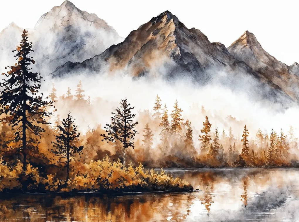 Obraz na plátně - Mlžný podzim u Frael Sea FeelHappy.cz Velikost obrazu (šířka x výška): 120 x 40 cm
