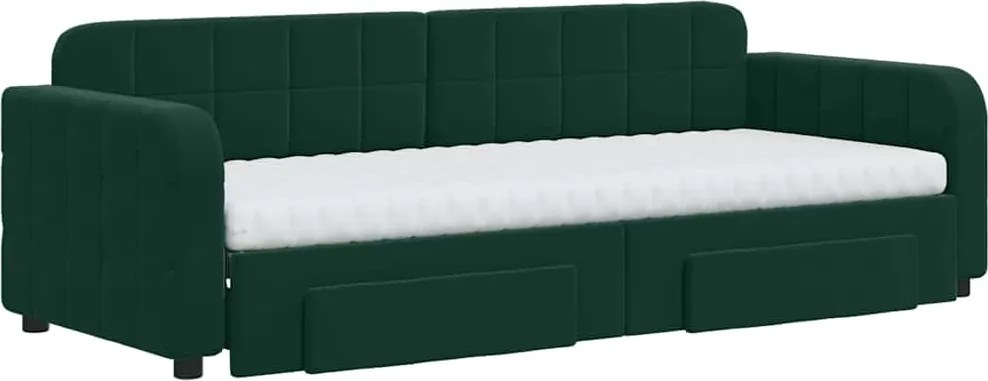 Válenda s přistýlkou a zásuvkami tmavě zelená 80 x 200 cm samet 3196996