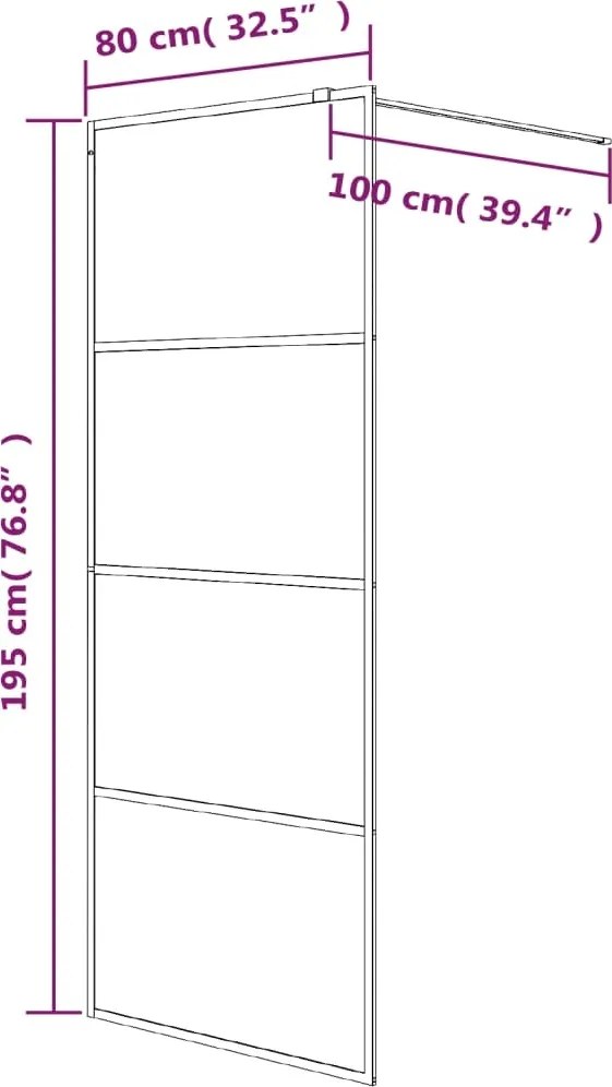 vidaXL Sprchová zástěna walk-in 80x195 cm napůl mléčné ESG sklo [152125] Barva: Černá