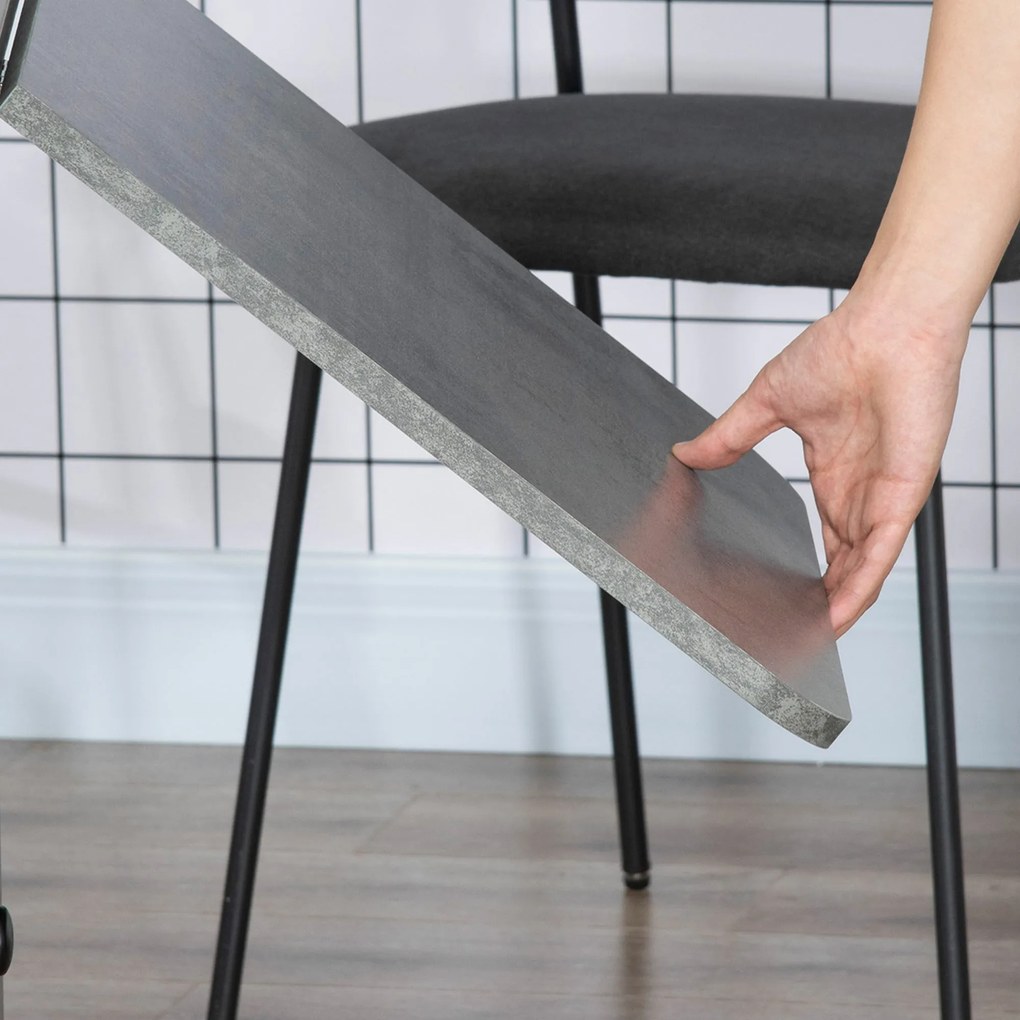 Skládací jídelní stůl HOMCOM, skládací stůl se 2 skládacími tácemi, 2 šuplíky, 1 skříňkou a 1 úložným policí, 120 x 60 x 76,5 cm - Šedý
