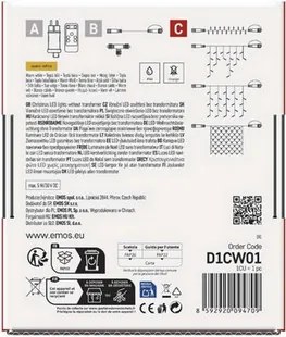Propojovací vánoční řetěz bez zdroje EMOS Connecting D1CW01 ZY1441 100LED krápníky 2,5x0,9m teplá bílá