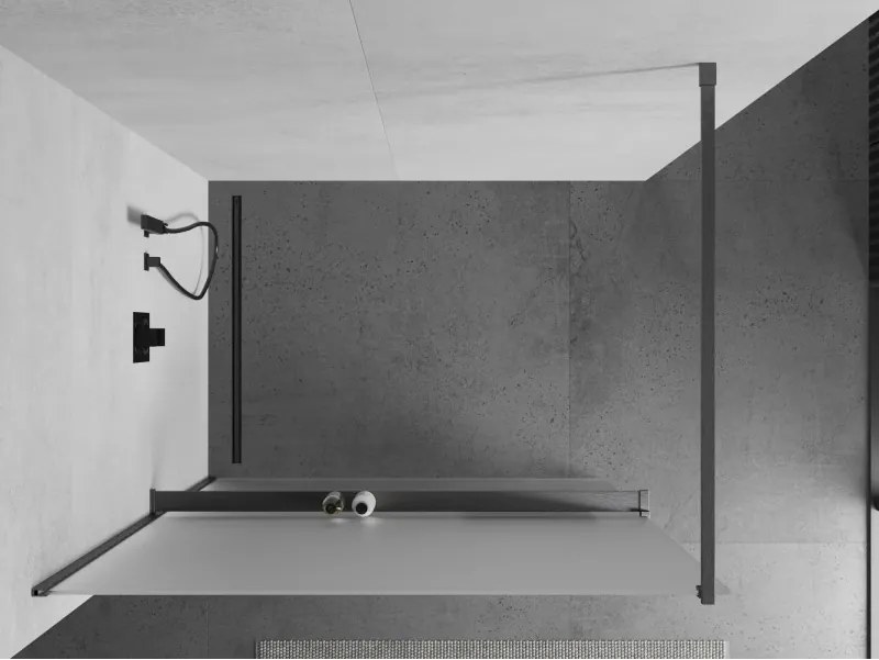Mexen Kioto+, sprchová zástěna Walk-In s poličkou a věšákem 100 x 200 cm, 8mm sklo námraza, grafitový profil, 800-100-121-66-30