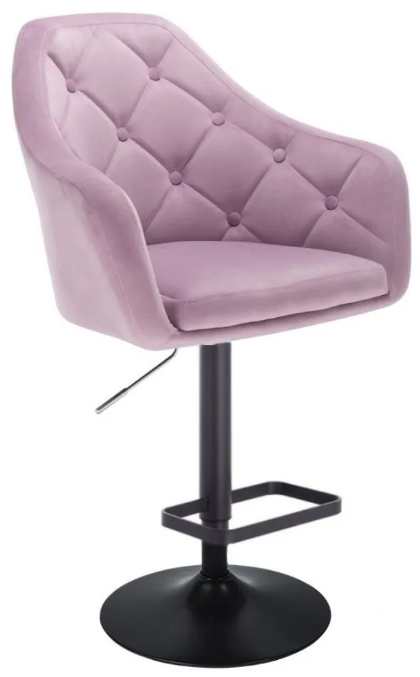 LuxuryForm DESIGN Barová židle ANDORA VELUR na černé kulaté podstavě - levandule