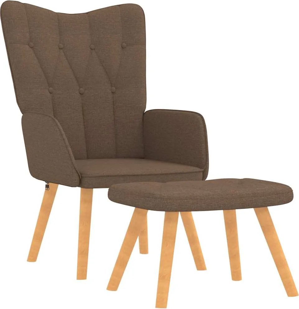 Relaxační křeslo se stoličkou hnědé textil 327537