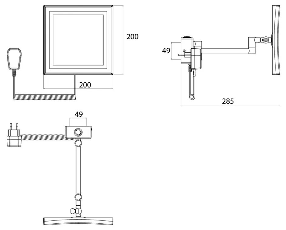 Emco Cosmetic mirrors - LED-holící a kosmetické zrcadlo, chrom 109406004