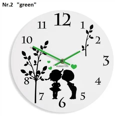 Bílé dětské hodiny na stěnu kulaté Zelená