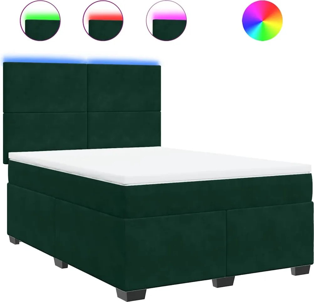 Box spring postel s matrací tmavě zelená 140x200 cm samet 3293227