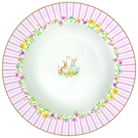 Easy Life Porcelánový polévkový talíř Happy Easter-21,5x21,5cm