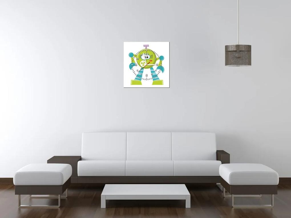 Gario Obraz s hodinami Zvědavý robot Rozměry: 40 x 40 cm