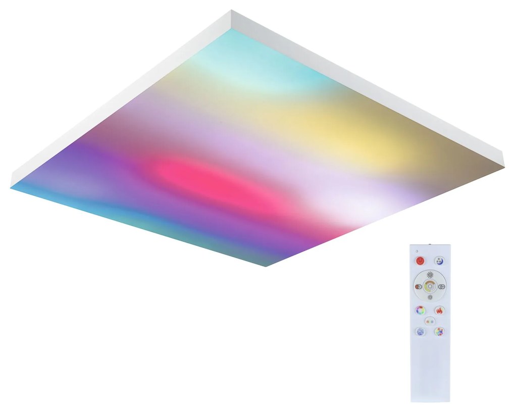 Paulmann 79906 Velora, bílý subtilní stropní LED panel Rainbow dynamic RGBW, 31W LED 3000-6500K, 59x59cm, dálkové ovládání
