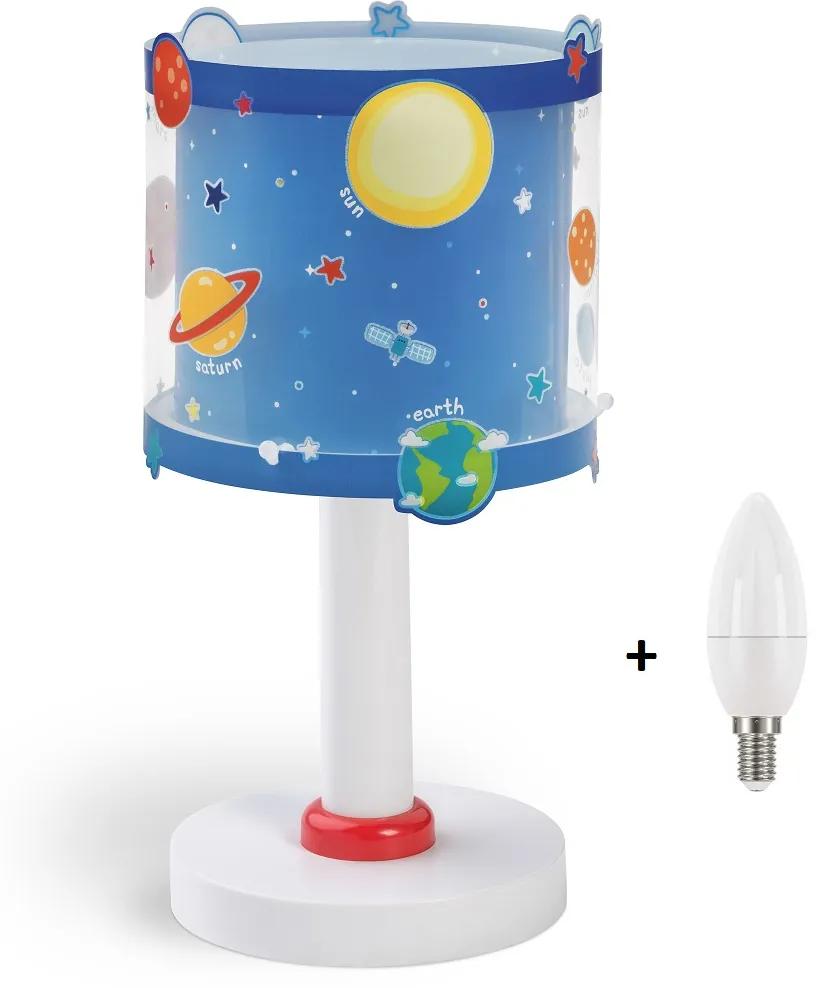 Dalber 41341 PLANETS - Dětská stolní lampička s planetami, fosforeskující + Dárek LED žárovka