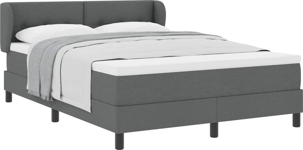 Postel s boxspringem s čelo Tmavě šedá 140 x 190 cm textil 3340018