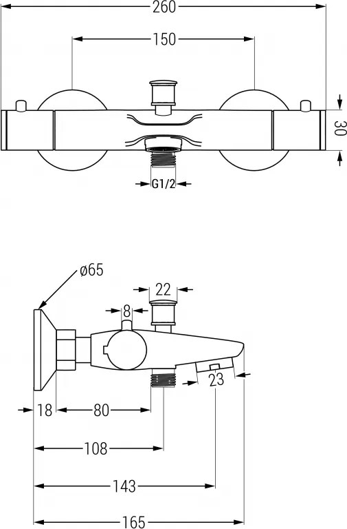 Mexen Nox, termostatická vanová baterie, chrom, 77350-00