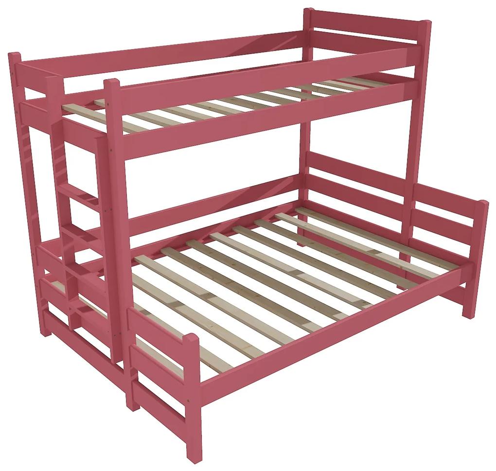 Vomaks Patrová postel s rozšířeným spodním lůžkem PPS 003 Rozměr: 90/140 x 200 cm, Barva: barva růžová, Varianta: vlevo
