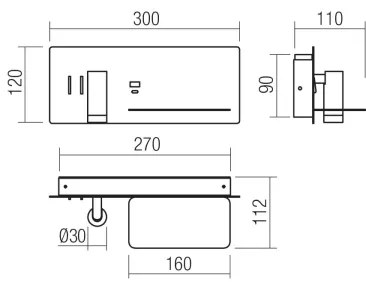 Redo 01-3316 - LED Nástěnné bodové svítidlo BROOK LED/8W/230V + LED/3W USB černá
