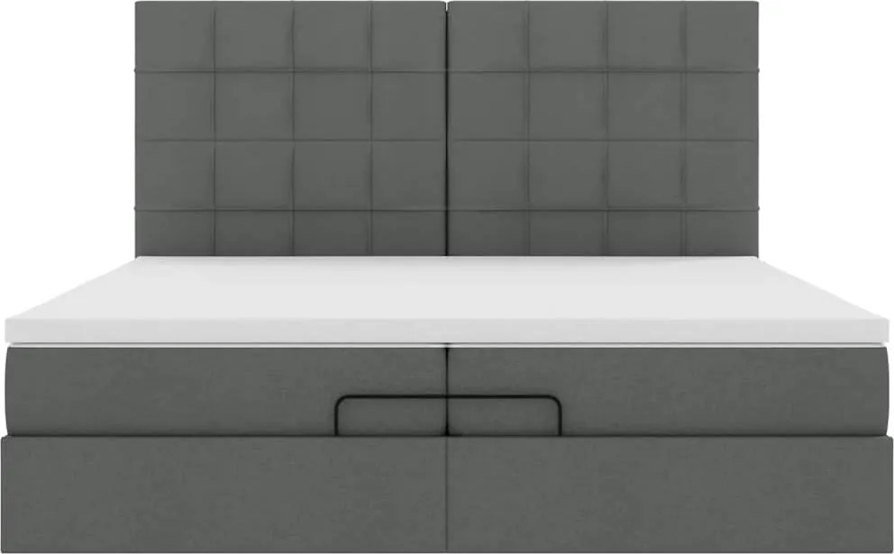 Osmanský rám postele s matrací tmavě šedý 200x200cm textil 3313183