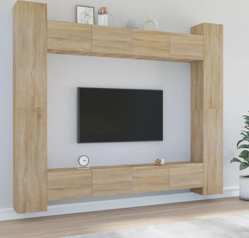 vidaXL 8dílný set TV skříněk kompozitní dřevo [3114239] Barva: Bílá