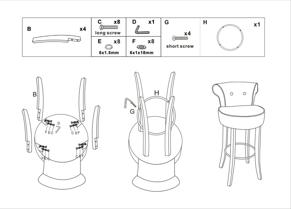 Mauro Ferretti Barová židle LUXY CREMA 46X48X96 cm