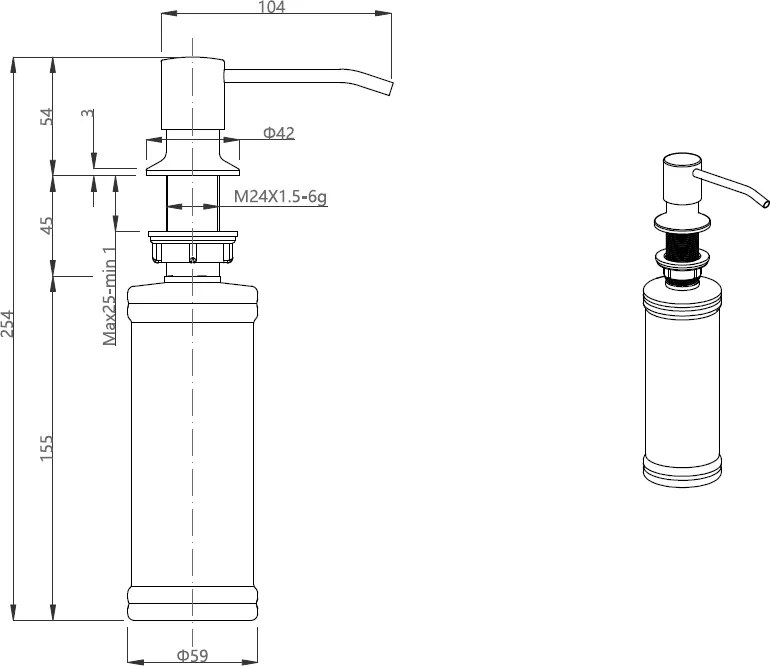 Šedý kuchyňský granitový dřez QUADRON READY- MAX + BATERIE A DÁVKOVAČ NA SAPONÁT