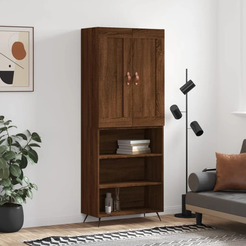 Skříň highboard hnědý dub 69,5 x 34 x 180 cm kompozitní dřevo,  3200048